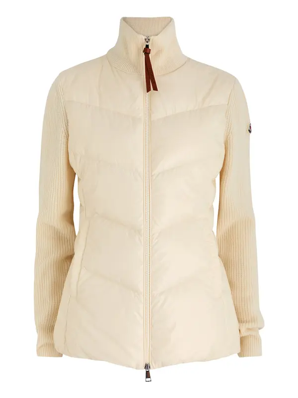 Moncler Quilted Nylon And Wool Jacket - White
