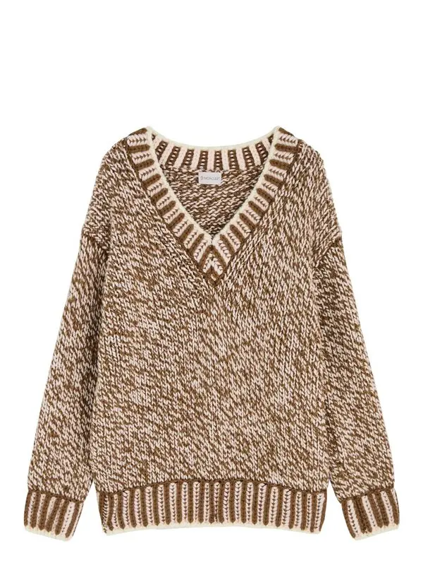 Moncler Ribbed Wool-blend Jumper - Brown