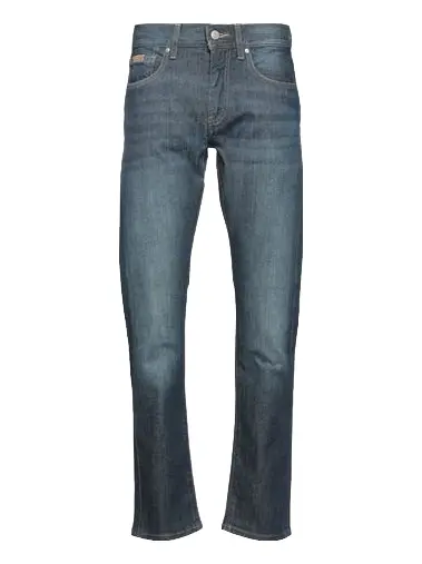 Armani Exchange Straight-leg Jeans With Leather Trims - Blue