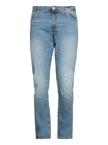 Armani Exchange Jeans With Leather Trims - Blue