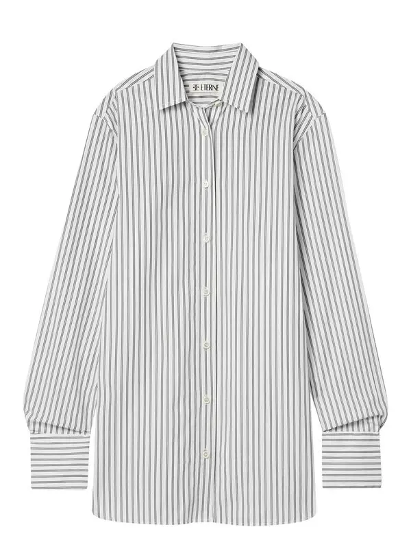 Eterne Striped Cotton-poplin Shirt - Blue