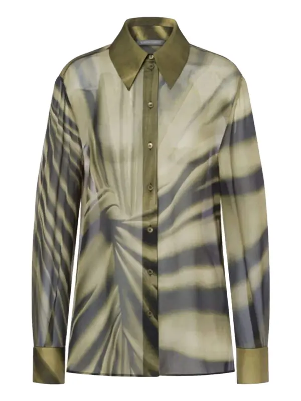 Alberta Ferretti Abstract-print Silk Shirt - Green