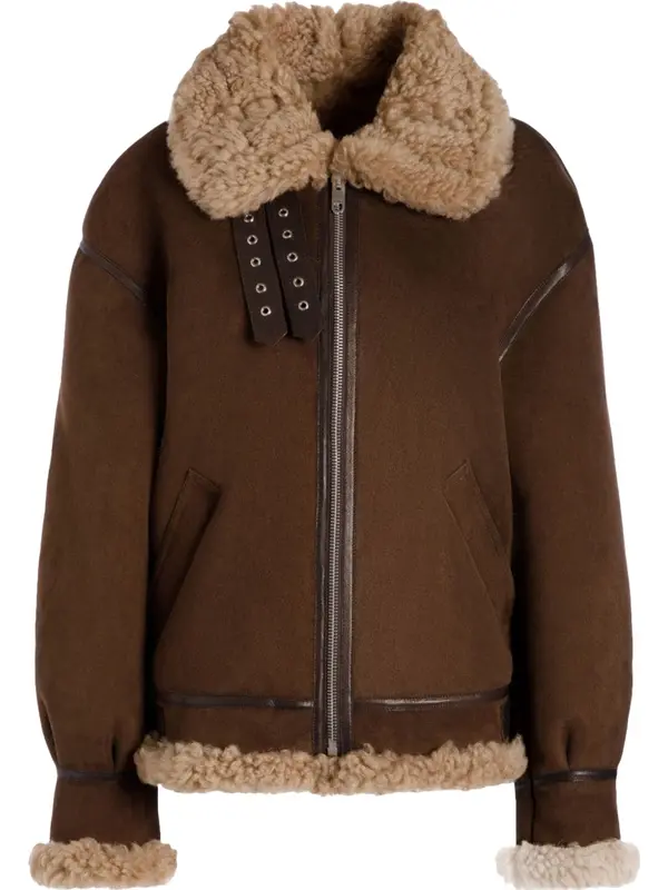 Bally Shearling-trim Leather Jacket - Brown