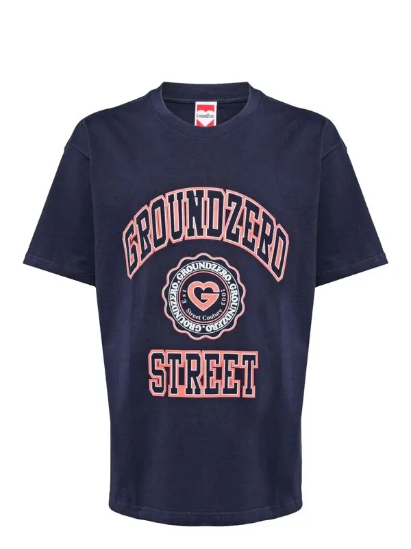 GROUND ZERO Graphic-print Cotton T-shirt - Blue