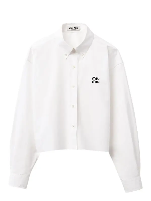 Miu Miu Cropped Poplin Shirt - Black