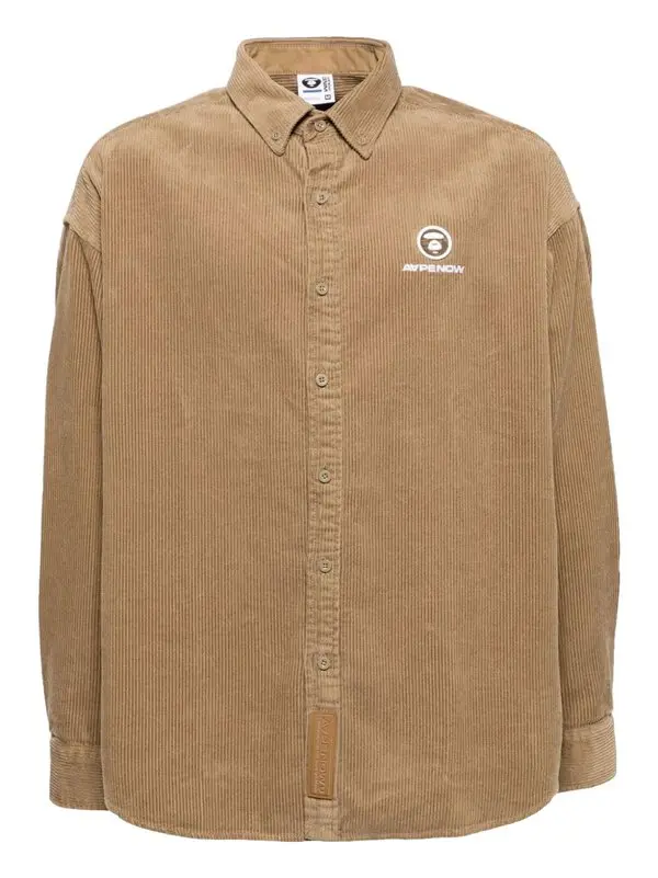 AAPE BY *A BATHING APE® Logo-patch Corduroy Shirt - Brown