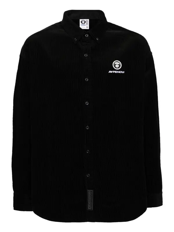 AAPE BY *A BATHING APE® Logo-patch Corduroy Shirt - Black