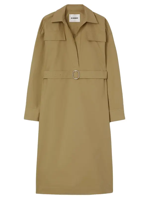 JIL SANDER Classic-collar Cotton Dress - Brown