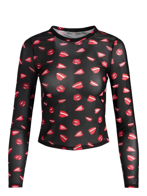 Alice + Olivia X Tom Wesselmann Delaina Cropped Top - Black