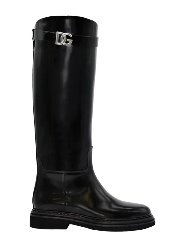Dolce & Gabbana Logo-plaque Equestrian Boots - Black
