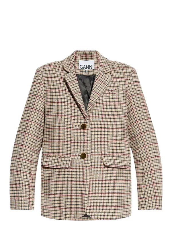 GANNI Checked Blazer - Neutrals