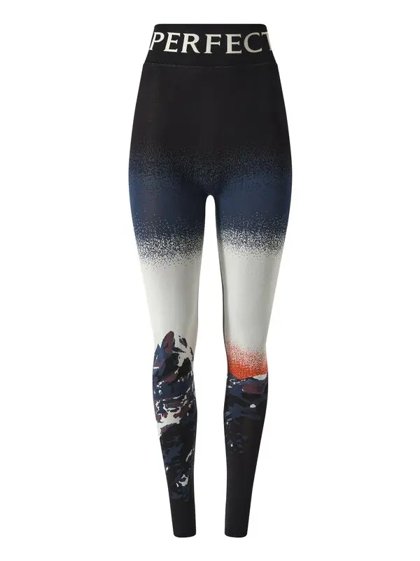 Perfect Moment Jacquard Base Layer Legging - Navy-white