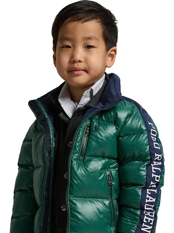 Ralph Lauren Logo Down Hooded Jacket - New Forest