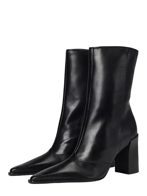 Schutz Raffaela Block Heel Pointed Toe Boots - Black