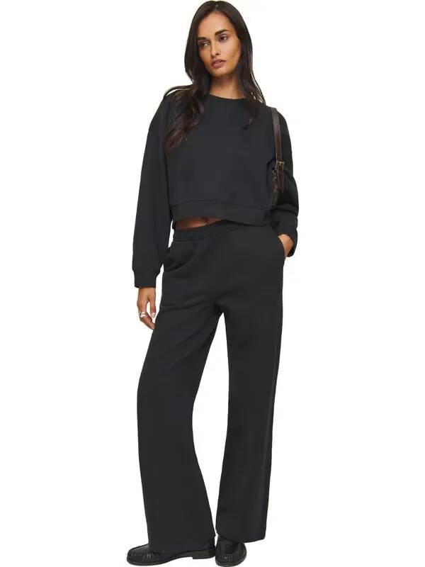 REFORMATION Kira Wide Leg Sweatpant - Black