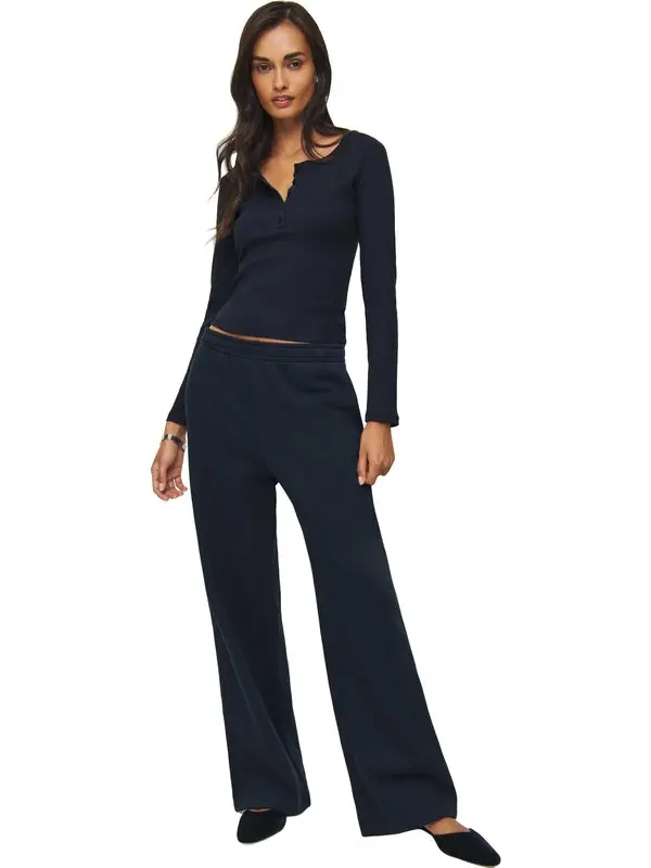 REFORMATION Kira Wide Leg Sweatpant - Blue