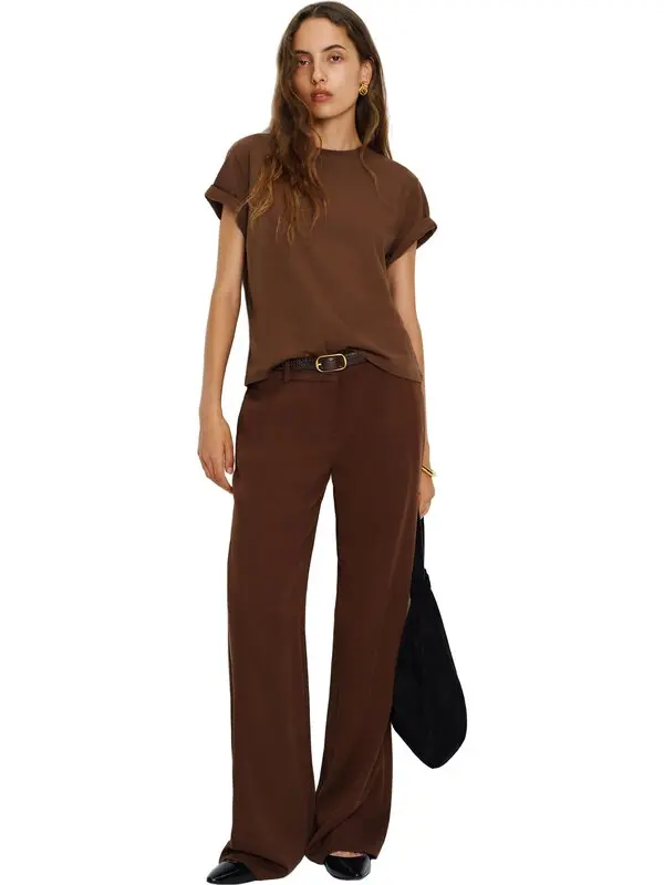 REFORMATION Rowan Crew T-shirt - Brown