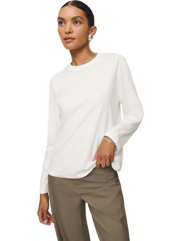 REFORMATION Asher Oversized Long Sleeve T-shirt - Ivory