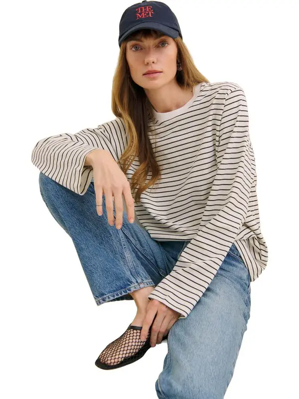 REFORMATION Asher Oversized Long Sleeve T-shirt - Ivory