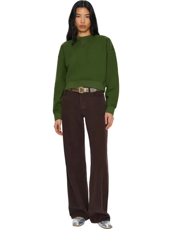 REFORMATION Grace Cropped Oversized Crewneck Sweatshirt - Green