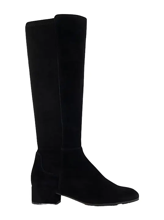 DUNE Tayla Wide-fit Suede Heeled Knee-high Boots - Black-suede