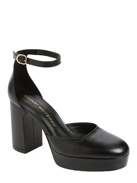 STUART WEITZMAN Dayna Platform Pump - Black Leather