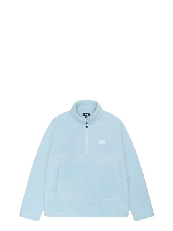 StÜssy Half Zip Mock Polar Fleece Hoodie - Blue