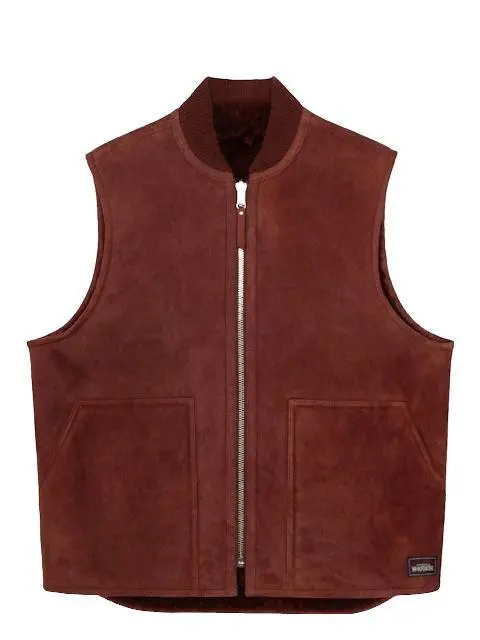 StÜssy Shearling Workgear Vest - Burgundy