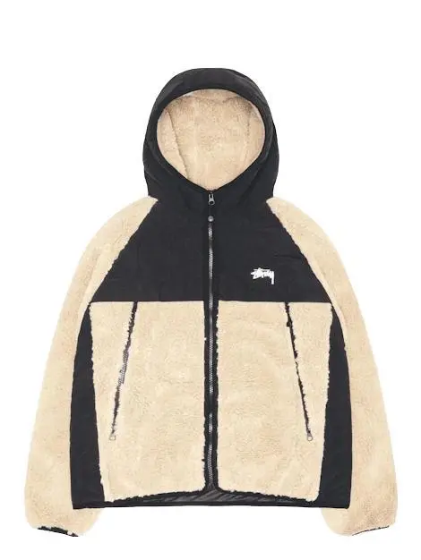 StÜssy Sherpa Paneled Hooded Jacket - Beige