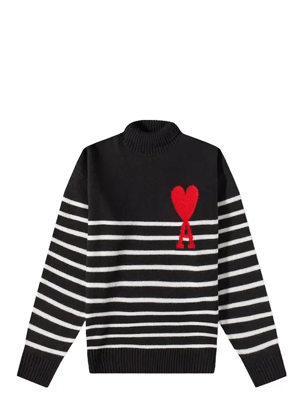 Ami De Coeur Striped Sweater - Black/white/red