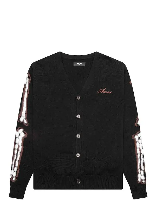 Amiri Leopard Bones Cardigan - Black