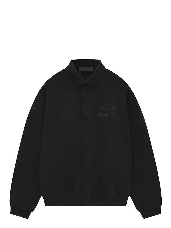 Fear Of God Essentials Fleece Polo Shirt - Black