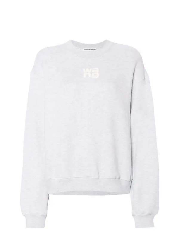 Alexander Wang Essential Terry Crewneck Sweatshirt With Logo - Light Heather Grey