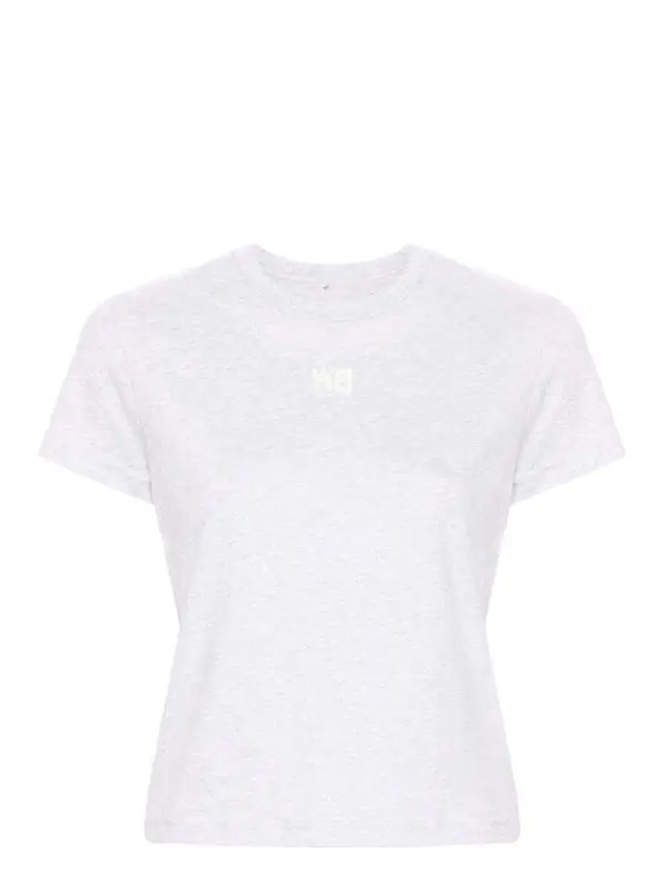 Alexander Wang Essential Jsy Shrunk Puff Logo & Bound Neck Tee Shirt - Light Heather Grey