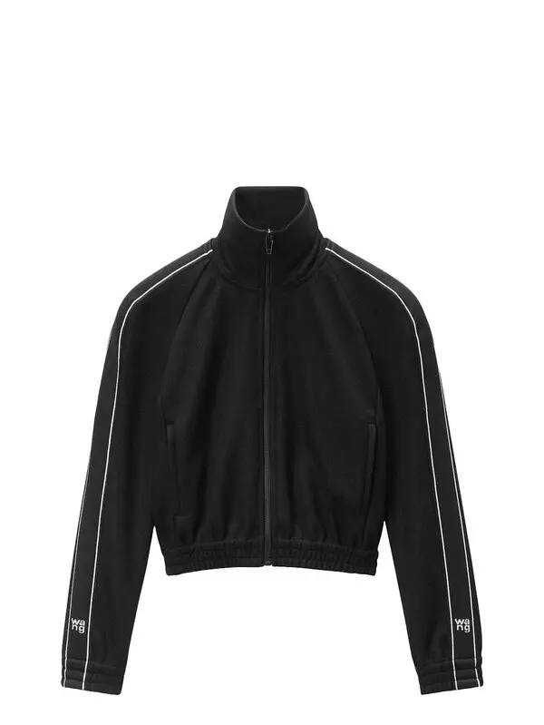 Alexander Wang Cropped Logo Webbing Tape Track Jacket - Black