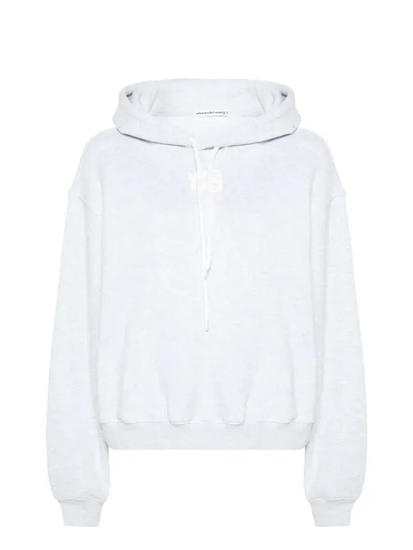 Alexander Wang Essential Terry Puff Paint Logo Hoodie - Light Heather Grey