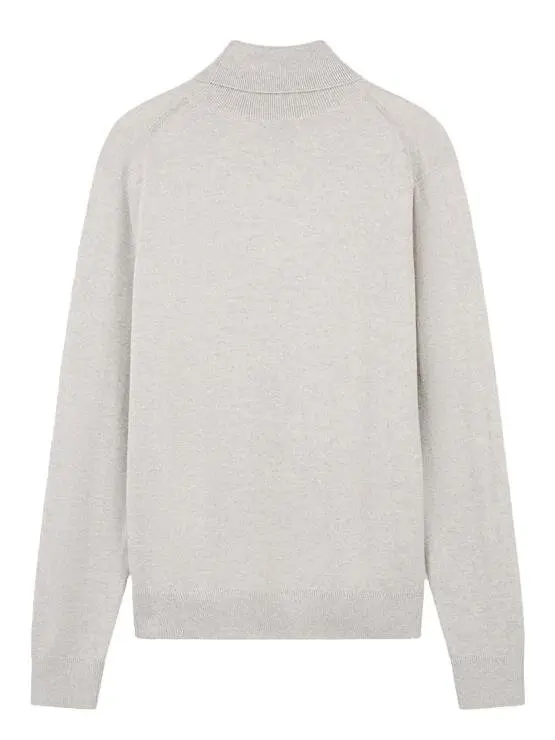 Maison Kitsuné Fox Head Patch Regular Turtleneck - Light Grey Melange