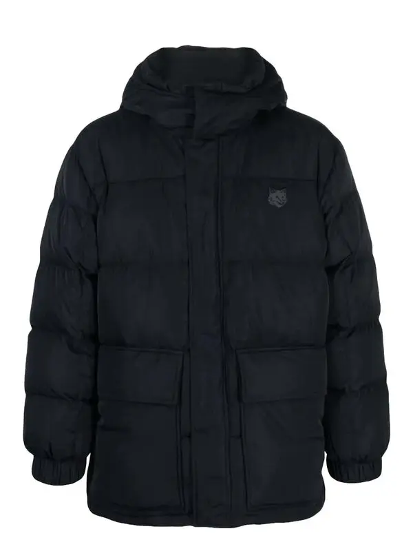 Maison Kitsuné Nylon Hooded Puffer Jacket With Fox Head Patch - Black