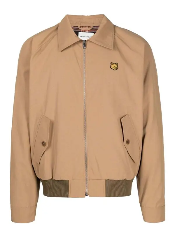 Maison Kitsuné Technical Cotton Gabardine Harrington Jacket - Beige