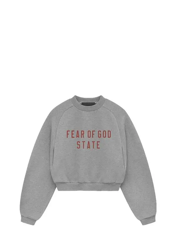 Fear Of God Essentials Fleece Cropped Crewneck Sweatshirt - Dark Heather