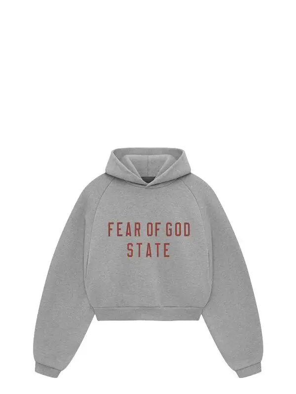 Fear Of God Essentials Fleece Cropped Hoodie - Dark Heather
