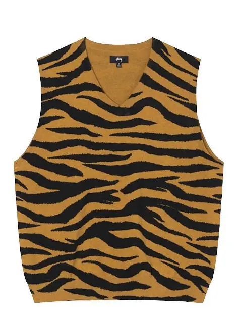 StÜssy Tiger Print Sweater Vest - Mustard