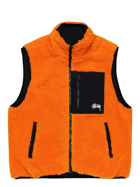 StÜssy Sherpa Reversible Vest - Tangerine