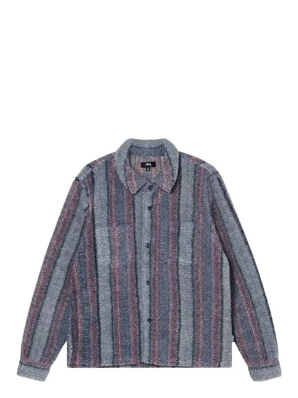 StÜssy Stripe Sherpa Shirt - Blue