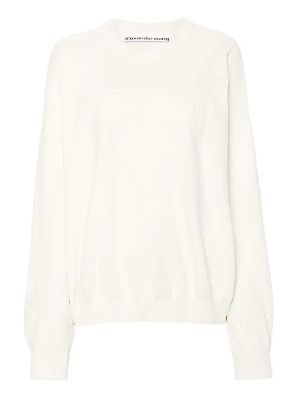 Alexander Wang Embossed Logo Ribbed Pullover - Soft White