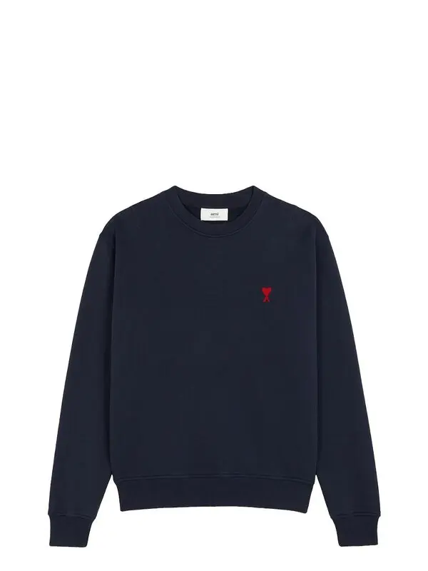 Ami De Coeur Classic Fit Crewneck Sweatshirt - Navy Blue/red