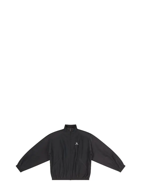 Balenciaga Sporty B Oversized Tracksuit Nylon Jacket - Black/white Logo
