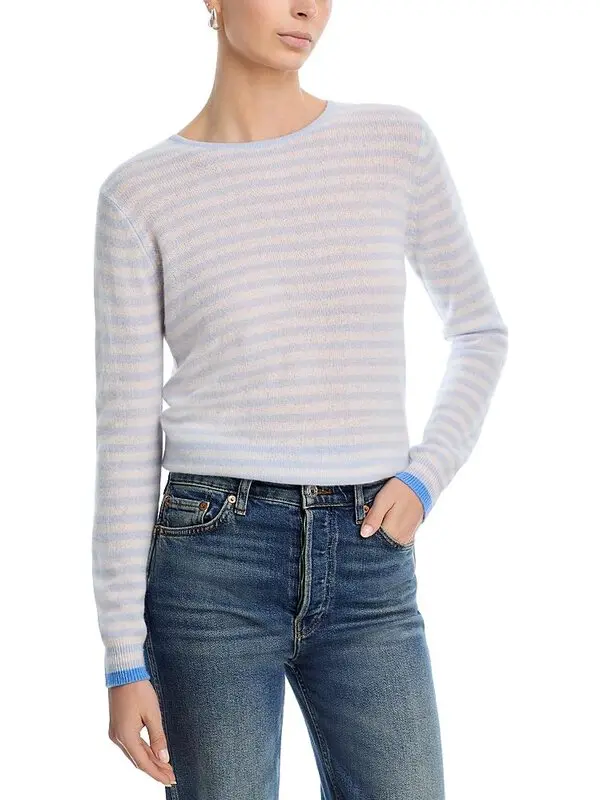 Jumper 1234 Cashmere Tipped Little Stripe Sweater - Azure Lily Skylar