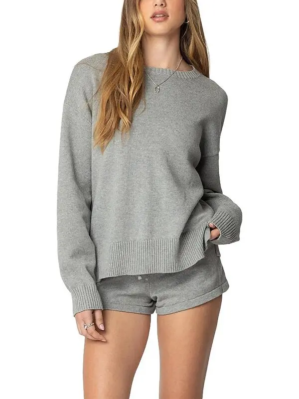 EDIKTED Riley Oversized Knit Sweater - Gray Melange