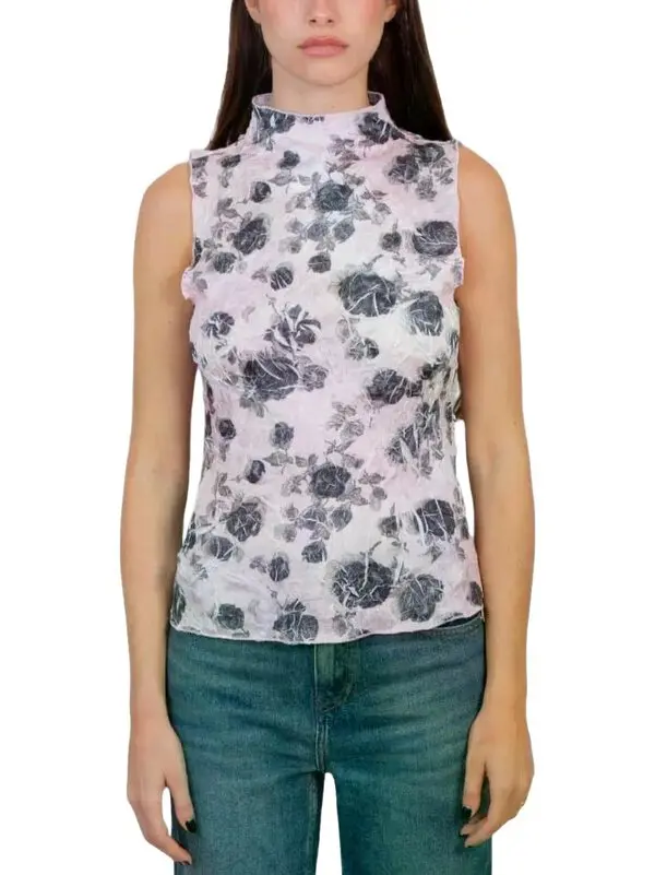 GANNI Floral Print Sleeveless Top - Pink
